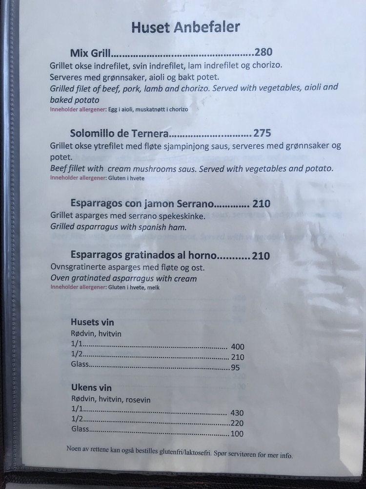 Menu at Elise Cafe AS, Oslo