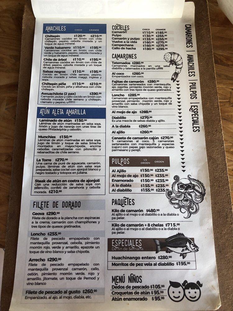 Menu at La Concha restaurant, Acapulco, Pedro Andrés Sufrend 33