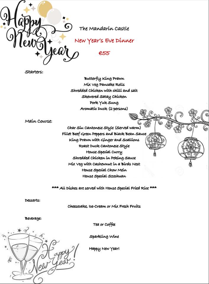 Menu at Mandarin Castle fast food, Dublin