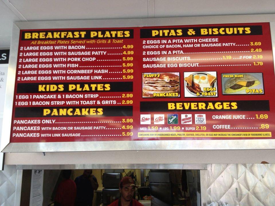 Menu at Pita King restaurant, Jacksonville, Edgewood Ave N