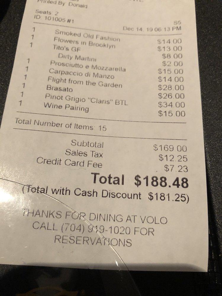 Menu at Volo Ristorante pub & bar, Charlotte