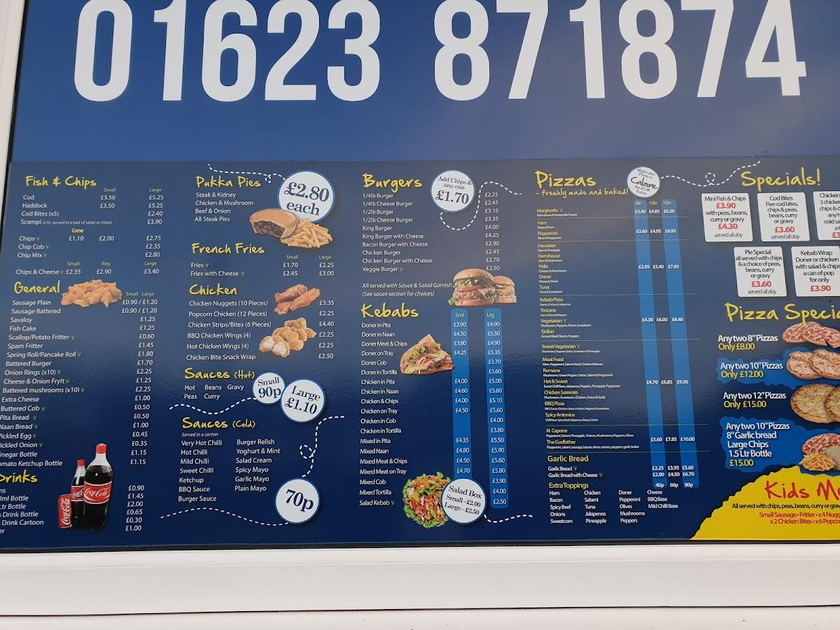 Menu at Antonio's Fish Bar, Rufford