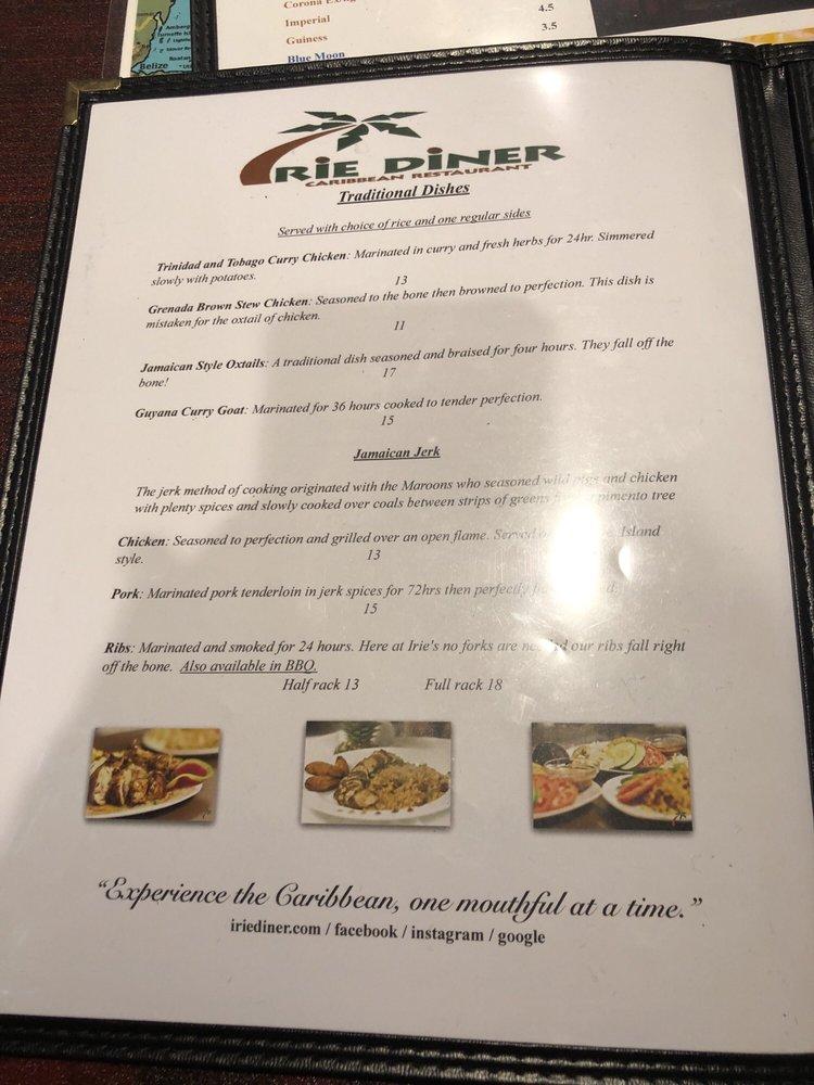 Menu at Irie Diner Caribbean Restaurant, Orange Park