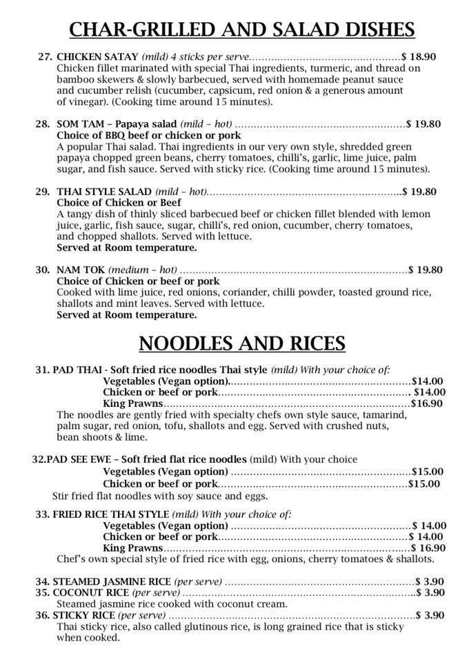Menu at Som Tam Thai Restaurant, Maroochydore