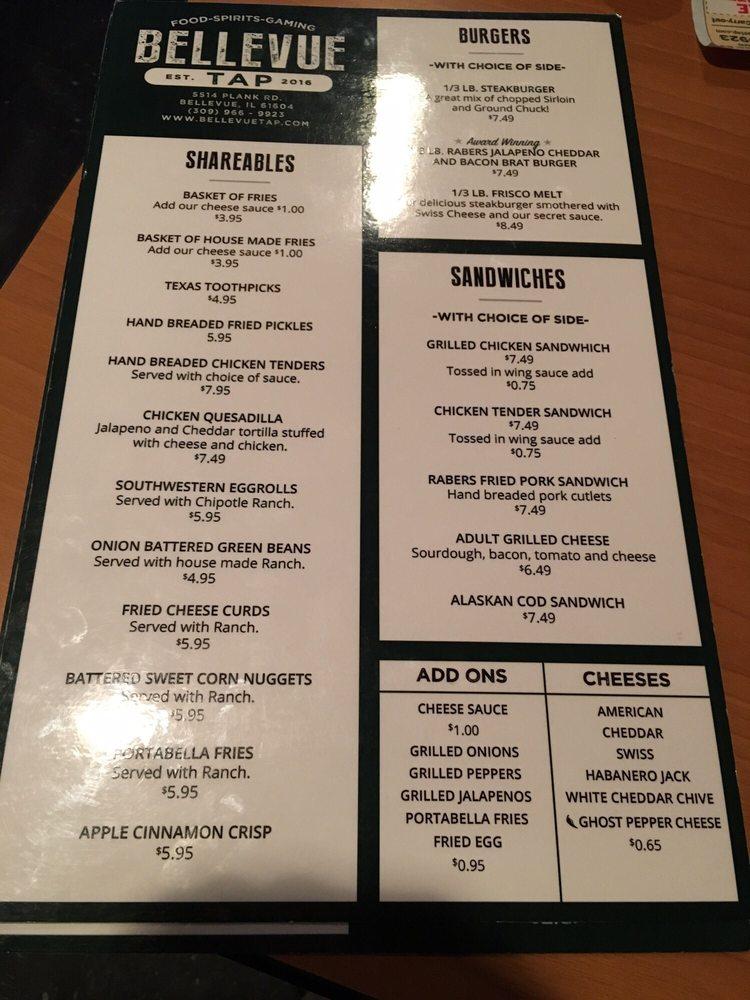 Menu at Bellevue Friendly Tap pub & bar, Bellevue, W Plank Rd