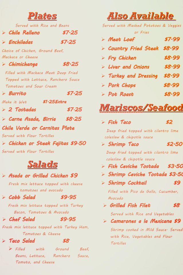 Menu at Earl's at the Castle restaurant, Bullhead City, 491 Long Ave