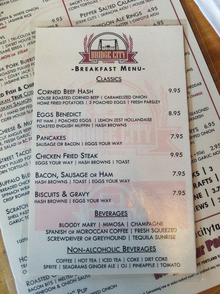 Menu at bridge city taproom pub & bar, Portland, 620 SE 122nd Ave