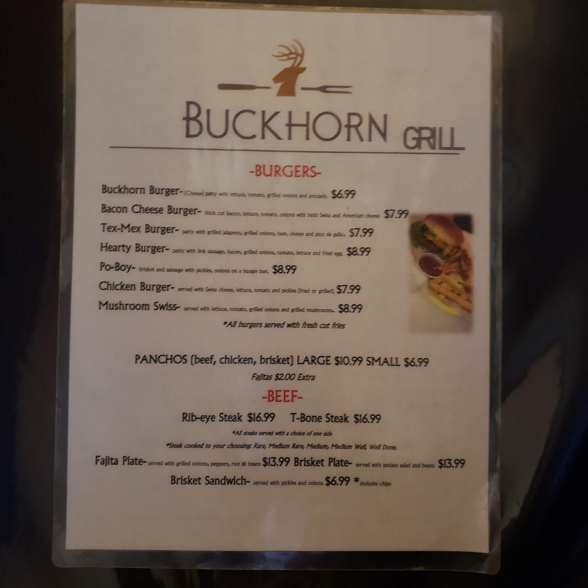 Menu at Buckhorn Grill pub & bar, Edcouch