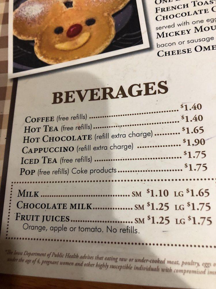 Menu at Frontier Cafe, Grinnell