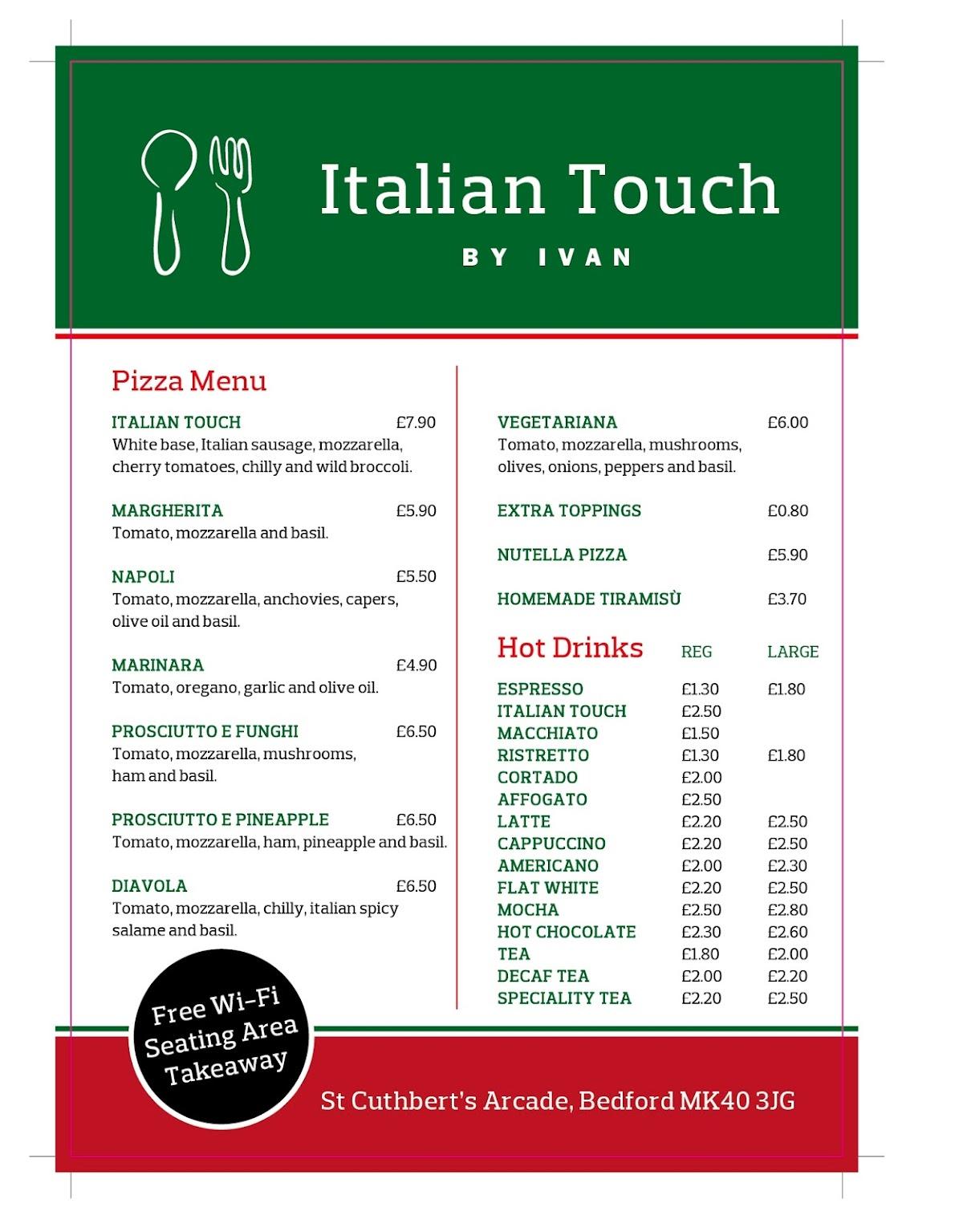 Menu at Italian Touch by Ivano restaurant, Bedford