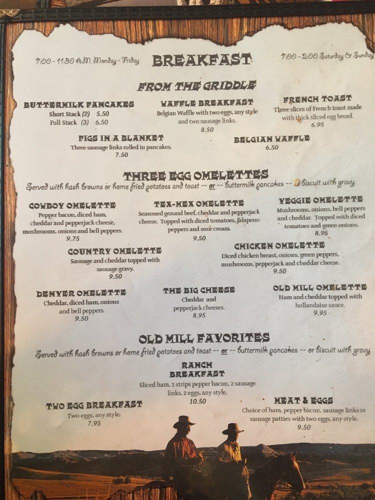 Menu at The Old Mill Saloon pub & bar, Estacada