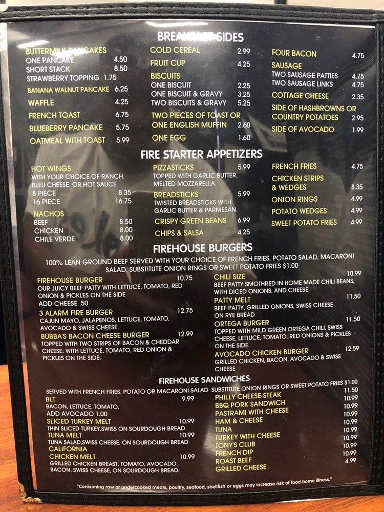 Menu at Tony's Firehouse Grill and Pizza pizzeria, Delano, 502 County ...