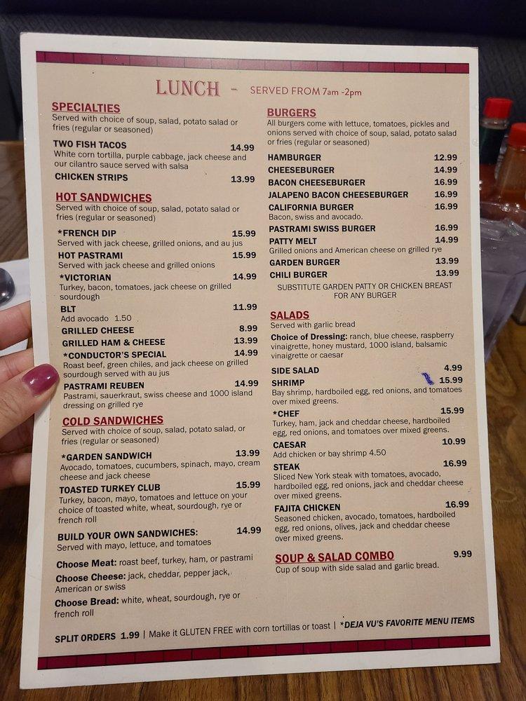 Menu at Deja Vu Restaurant, Redding