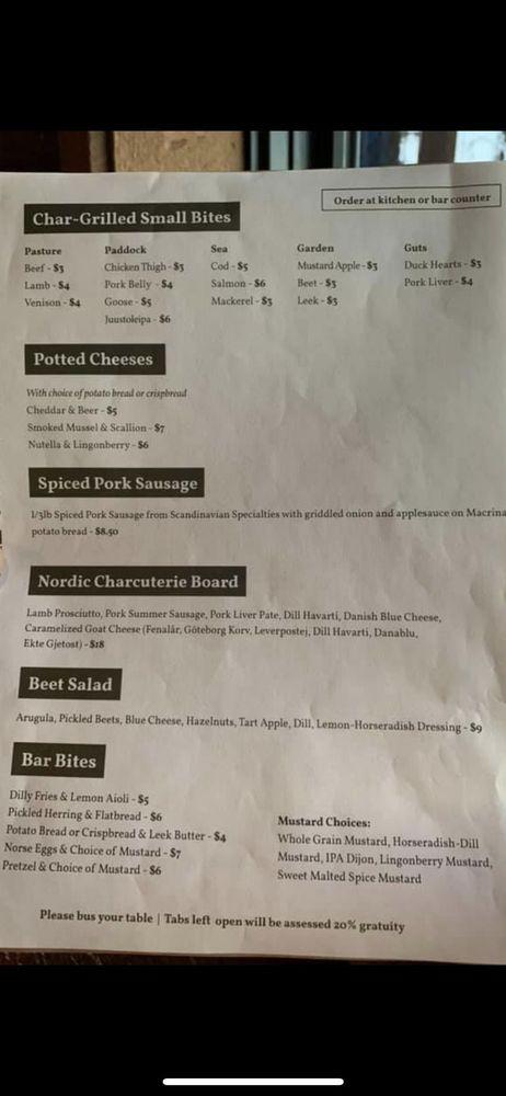 Menu at Skål Beer Hall pub & bar, Seattle