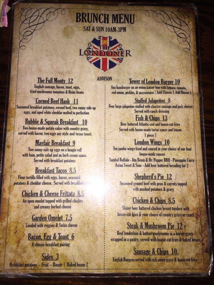 Menu at The Londoner Addison pub & bar, Addison, Midway Rd