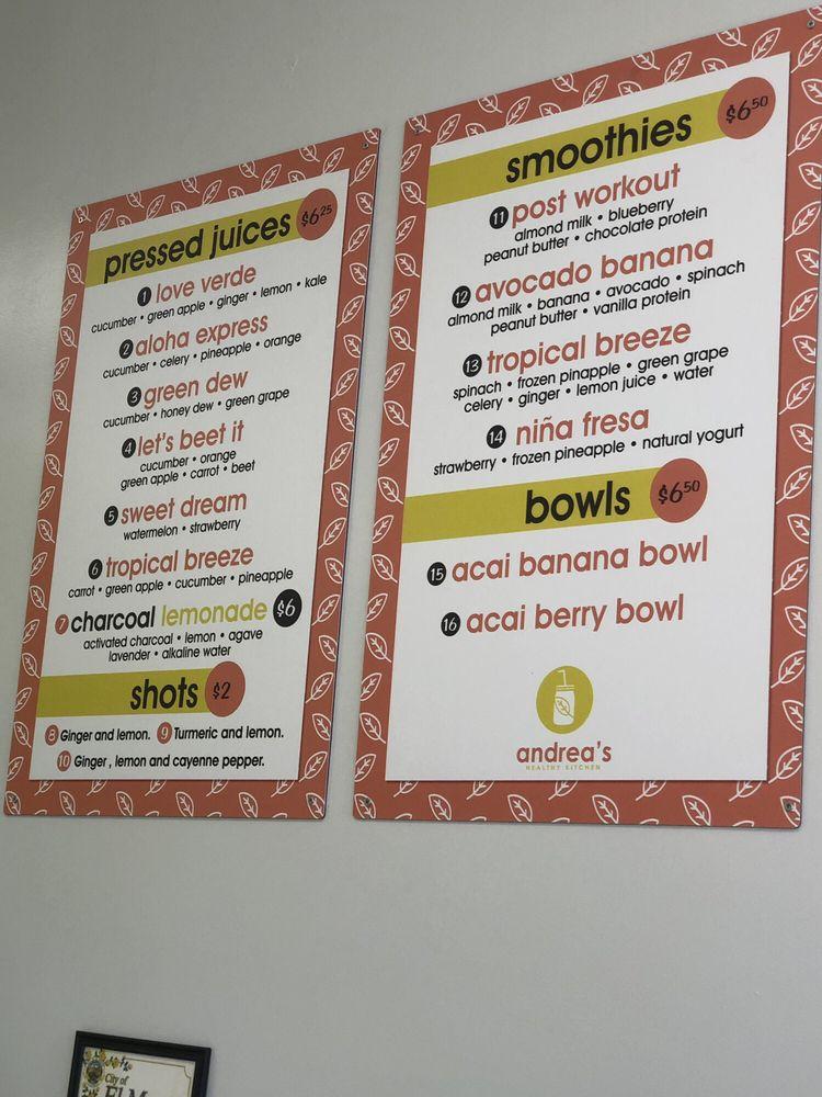 Menu at Andrea's Healthy Kitchen pub & bar, El Monte, Johnson Ave