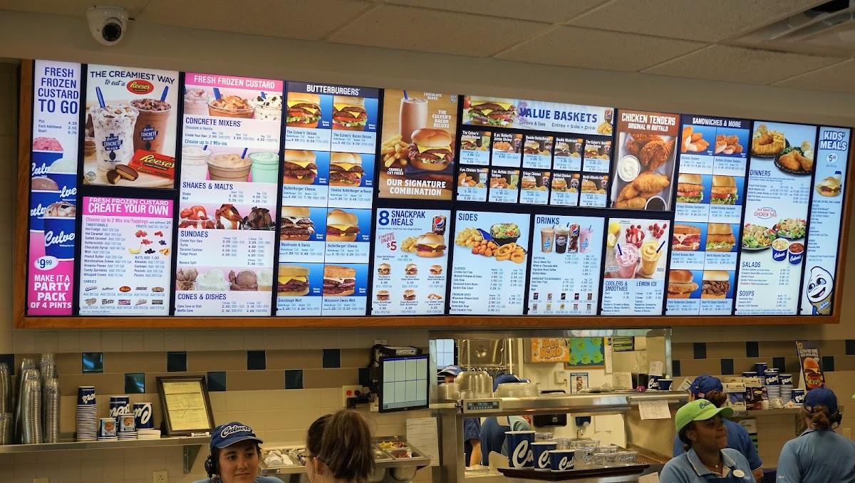 Menu at Culver’s fast food, Hendersonville, 290 Indian Lake Blvd