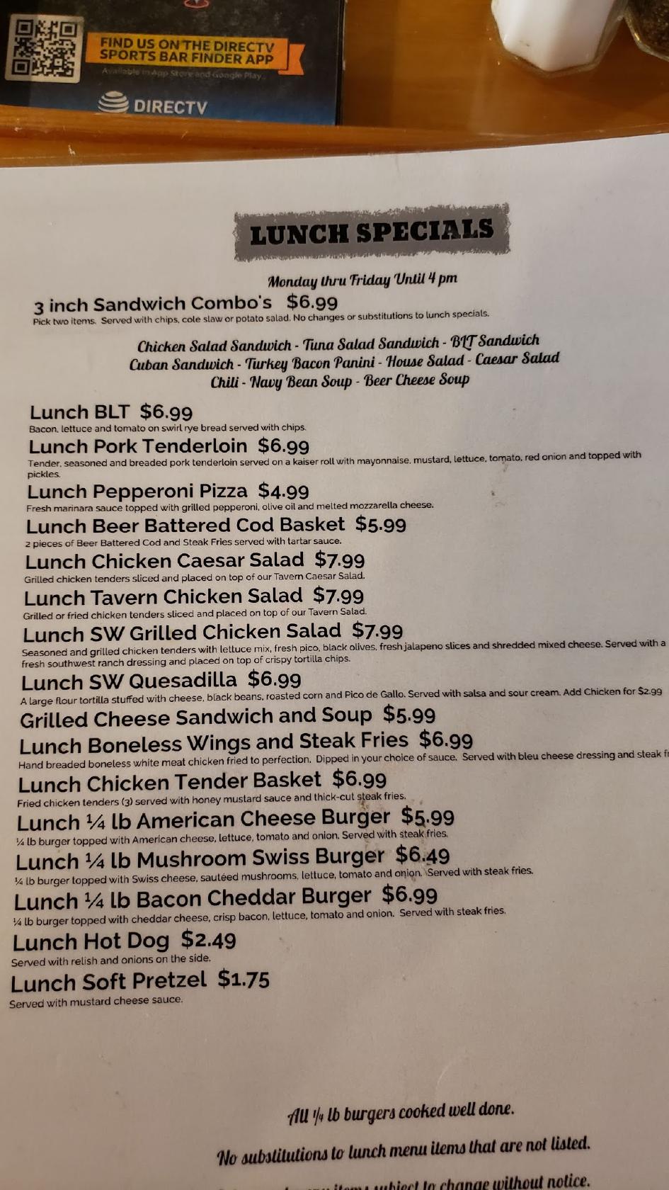 Menu at Fat Cat Tavern Inc pub & bar, Largo, E Bay Dr Ste 100