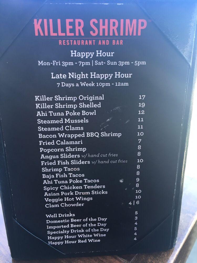 Menu at Killer Shrimp pub & bar, Marina del Rey, Admiralty Way