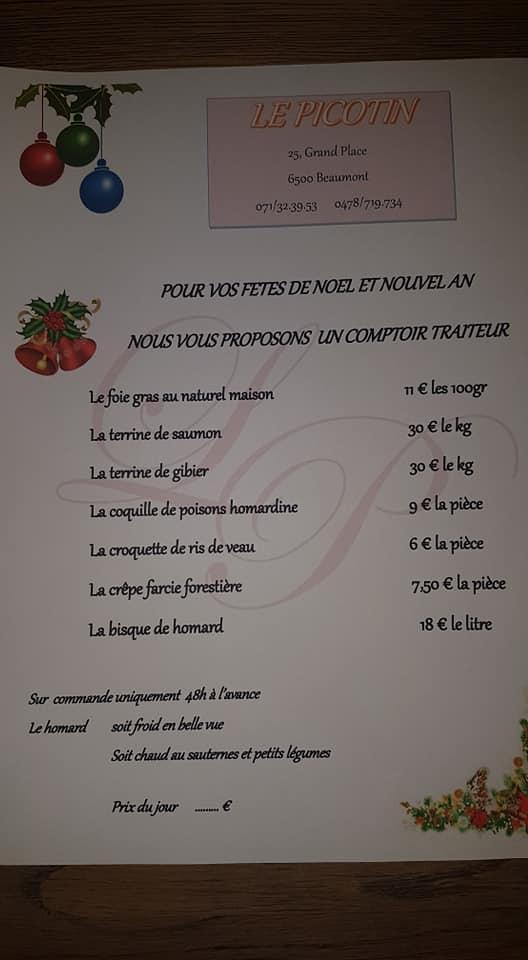 Menu au Le Picotin, Beaumont