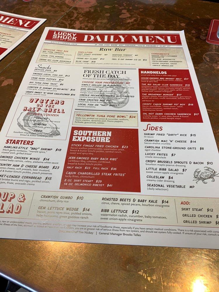 Menu at Lucky Shuck pub & bar, Jupiter