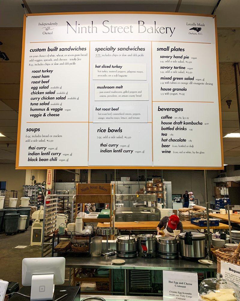 Menu at Ninth Street Bakery, Durham