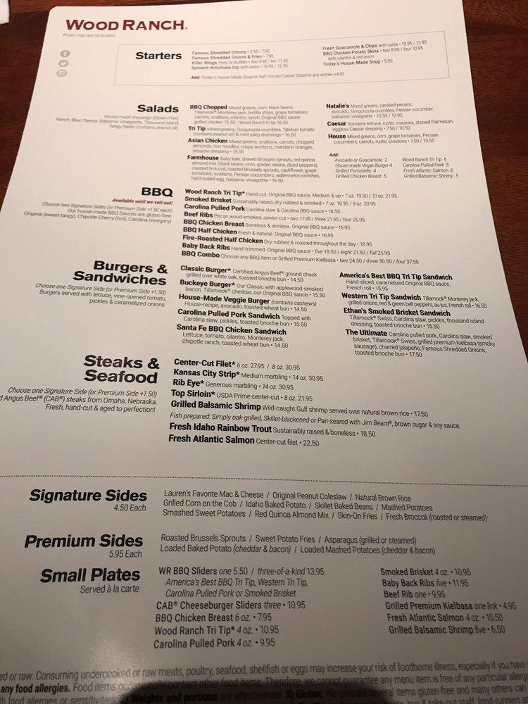 Menu at Wood Ranch pub & bar, Camarillo