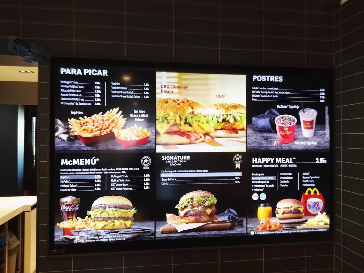 Menu at McDonalds restaurant, Bilbao