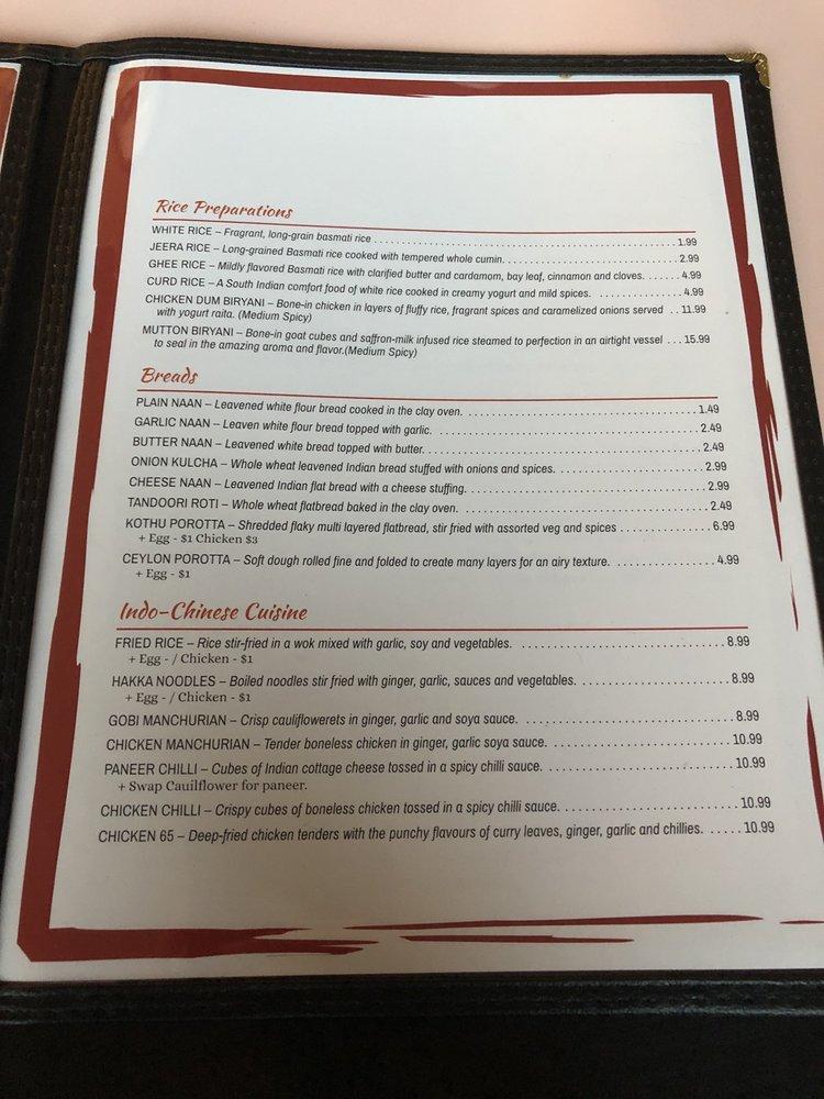 Menu at Tuskers Indian Fusion restaurant, Harrisburg