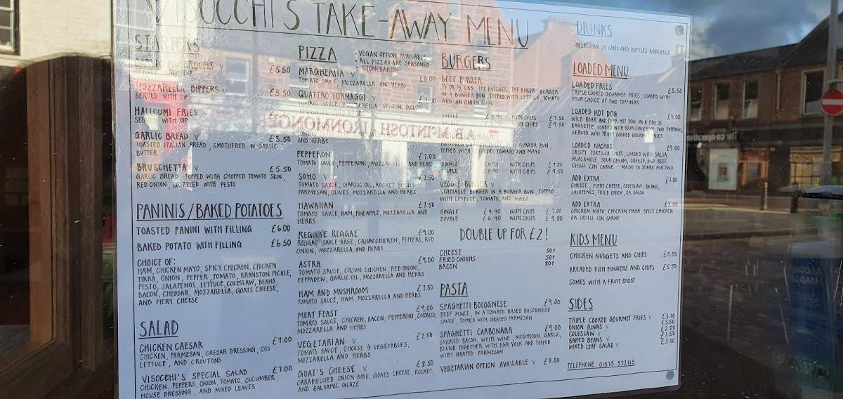 Menu at Visocchi's cafe, Kirriemuir