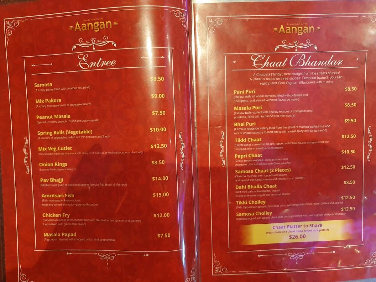 Menu at Aangan Clayton restaurant, Clayton, 370 Clayton Rd