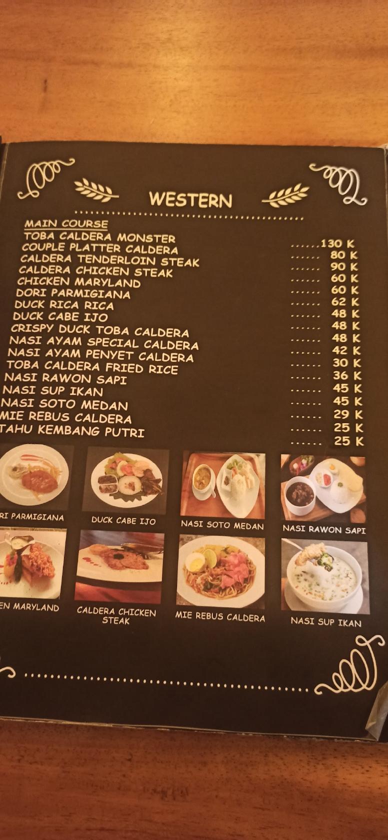 Menu at Caldera Resto and Coffee restaurant, Balige II