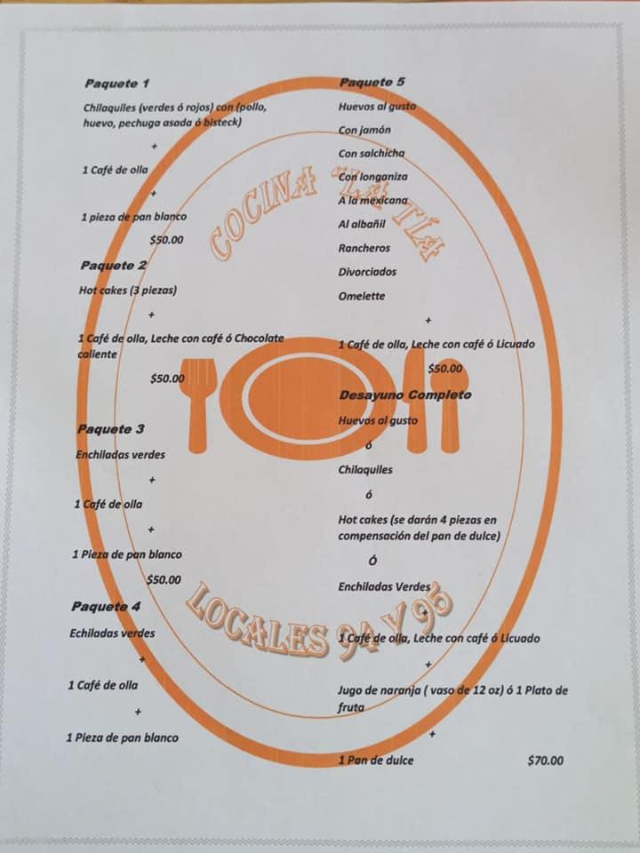 Menu at Cocina Económica La Tía restaurant, Mexico City, Irapuato 68 ...