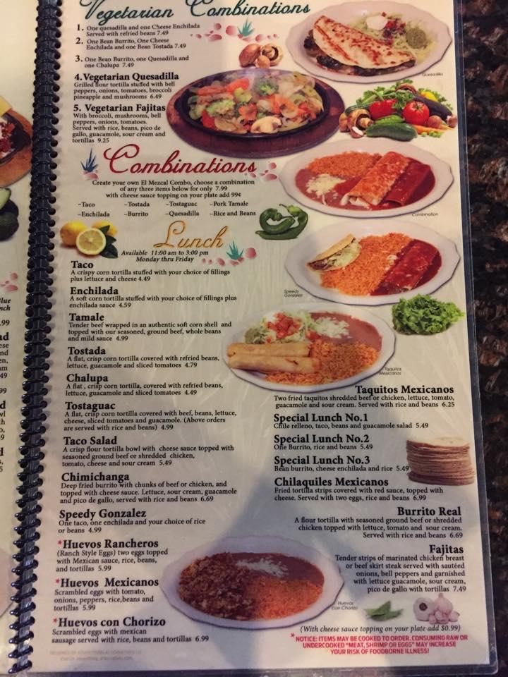 Menu at El Mezcal III restaurant, Topeka, SW 21st St