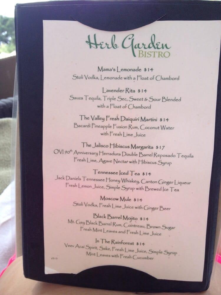 Menu at Herb Garden Bistro restaurant, Ojai