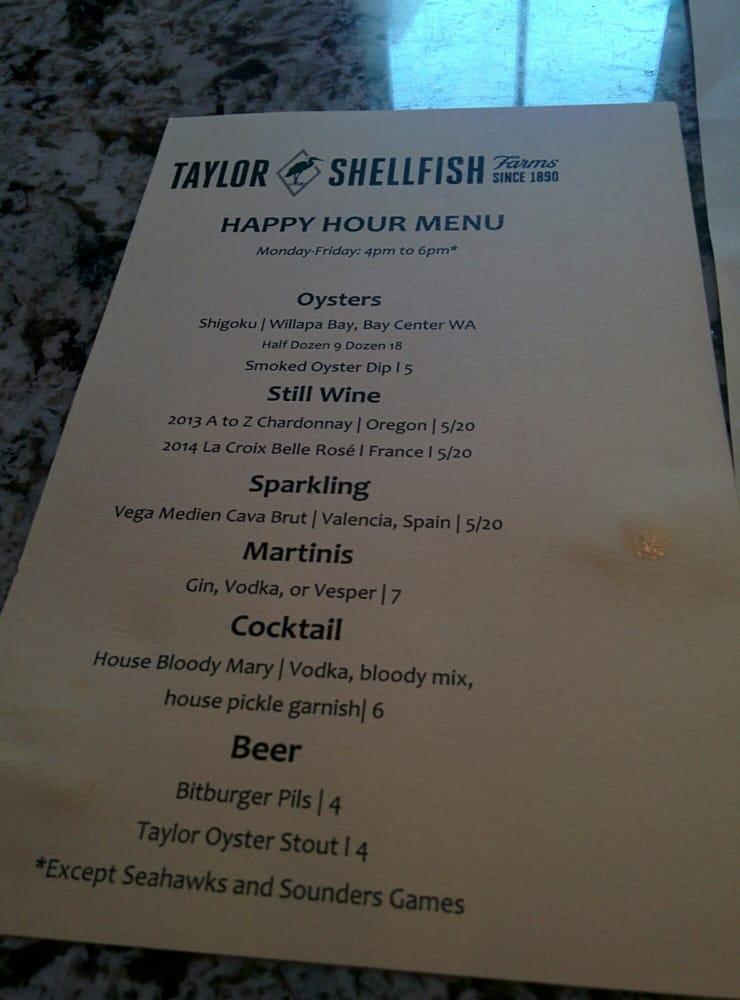 Menu at Taylor Shellfish Oyster Bar, Seattle, 410 Occidental Ave S
