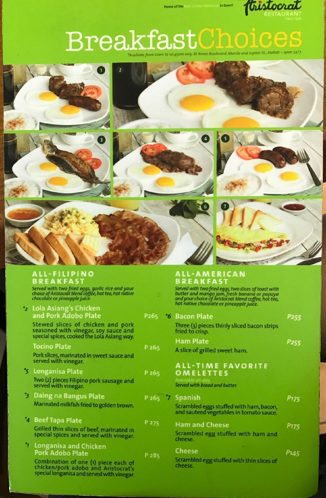 Menu at The Aristocrat Restaurant - Jupiter, Makati, Makati, 146 Jupiter