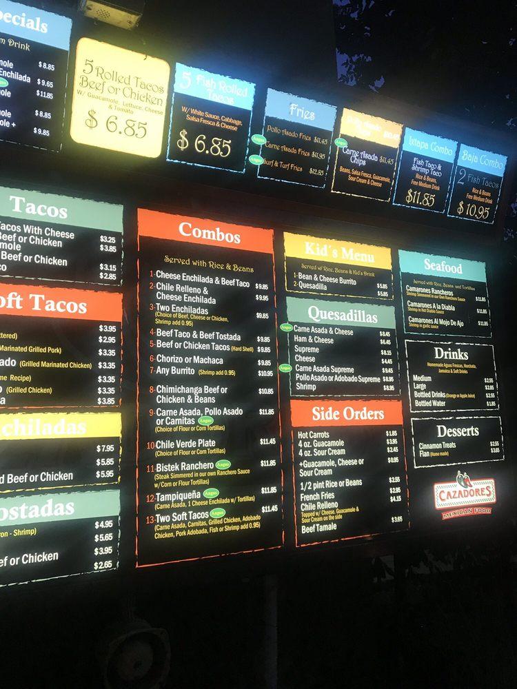 Menu at Cazadores Mexican Food restaurant, Santee
