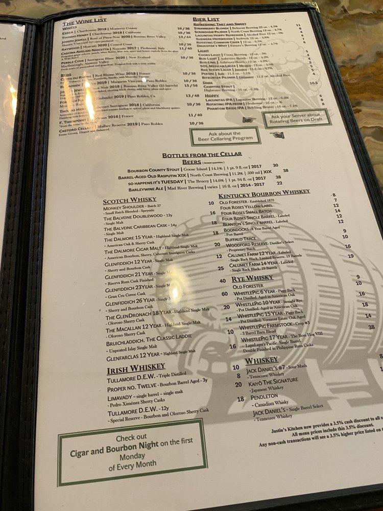 Menu at Justin's Kitchen pub & bar, Yuba City