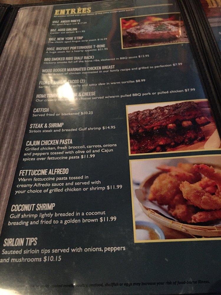 Menu at The Wood Booger Grill restaurant, Norton