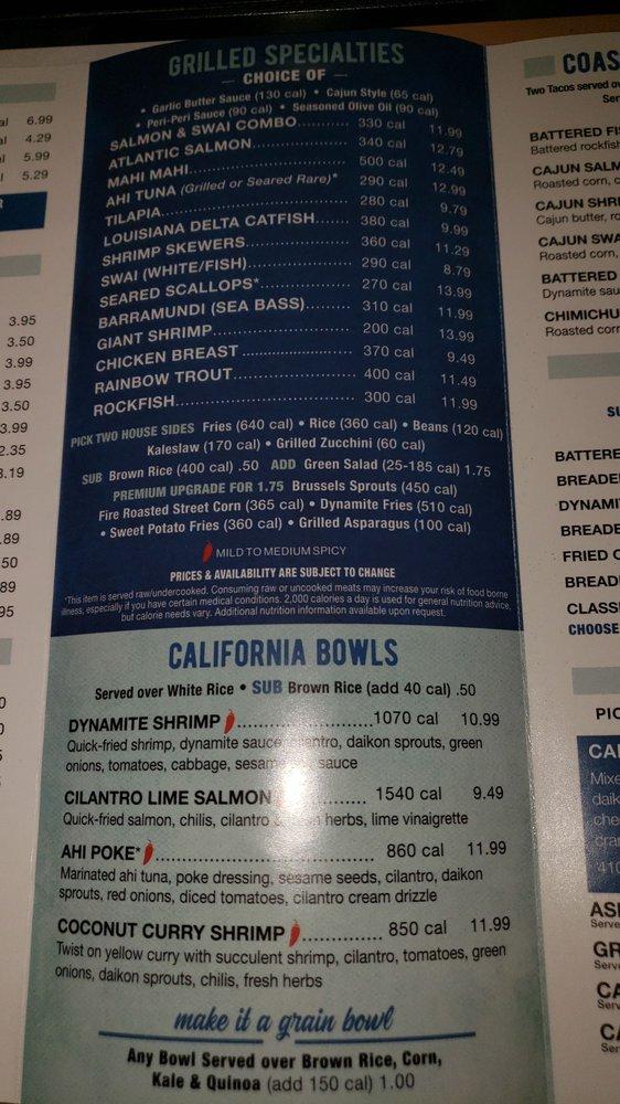 Carta del restaurante California Fish Grill, Las Vegas, S Rainbow Blvd