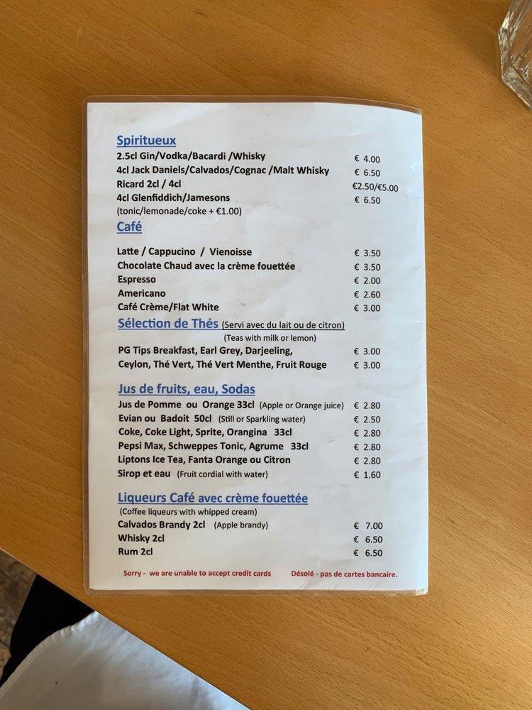 Menu at E Castel Cafe, Sainte-Mère-Église