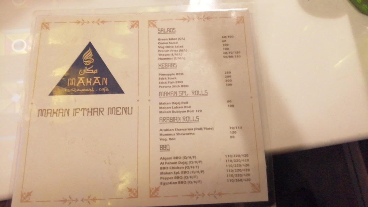 Menu at Makan Resturant Cafe, Thalassery