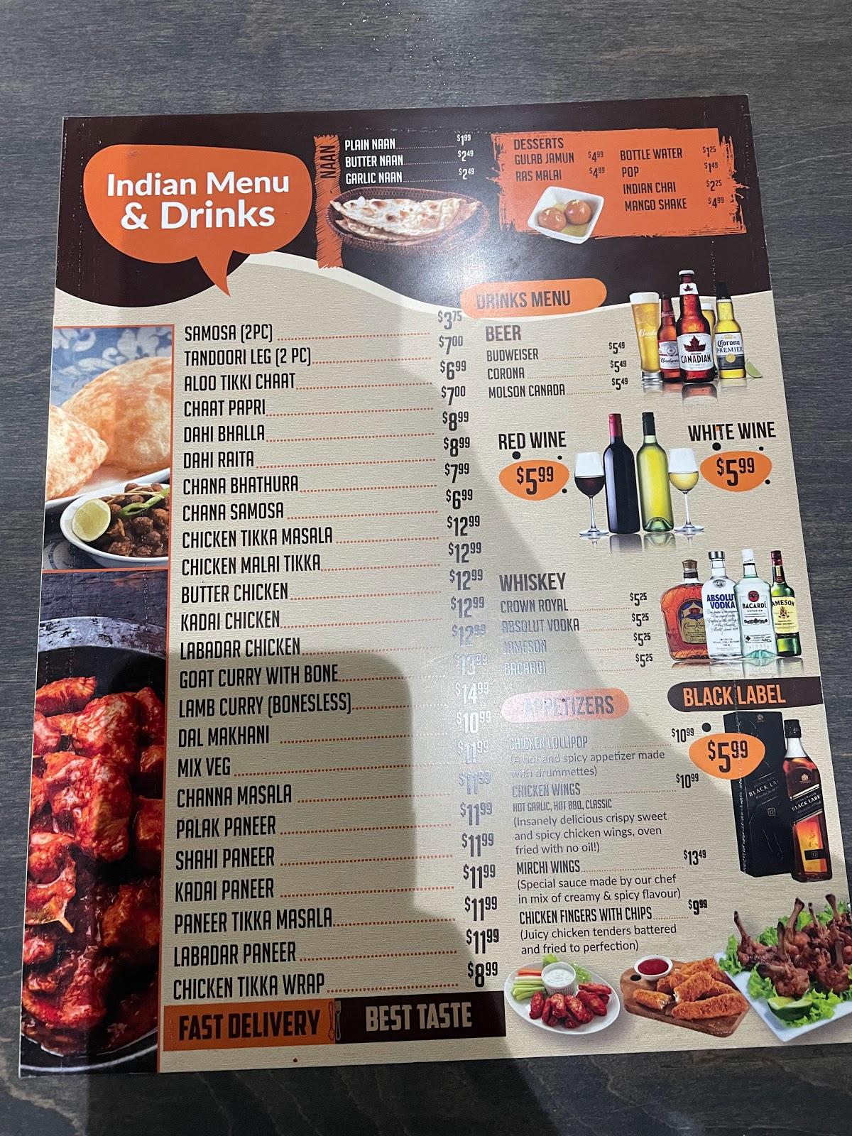 Menu at Mirchi Hakka & Indian Cuisine restaurant, Windsor