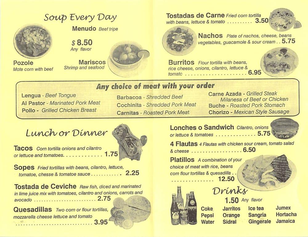Menu at Tacos Mi Nacho restaurant, Meriden