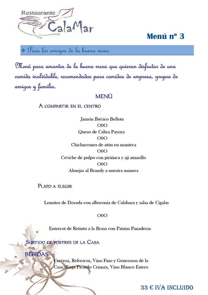 Carta de Restaurante CalaMar, Jerez de la Frontera