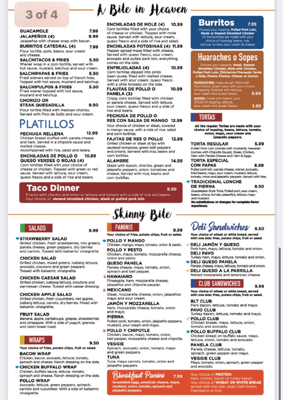 Menu at La Catedral Cafe & Restaurant, Chicago, S Christiana Ave