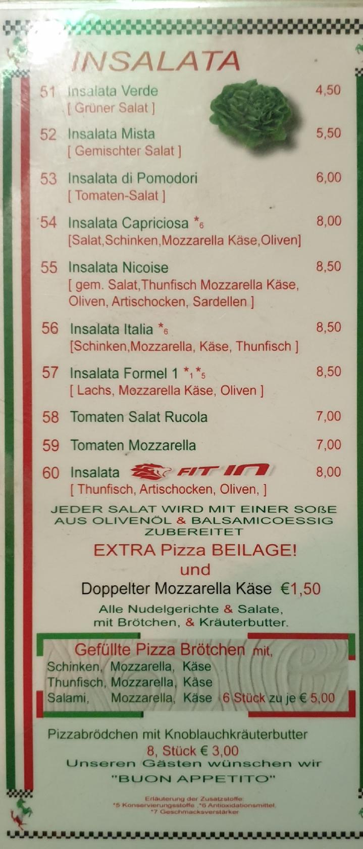 Speisekarte von Pizzeria Da Ciro, Düsseldorf