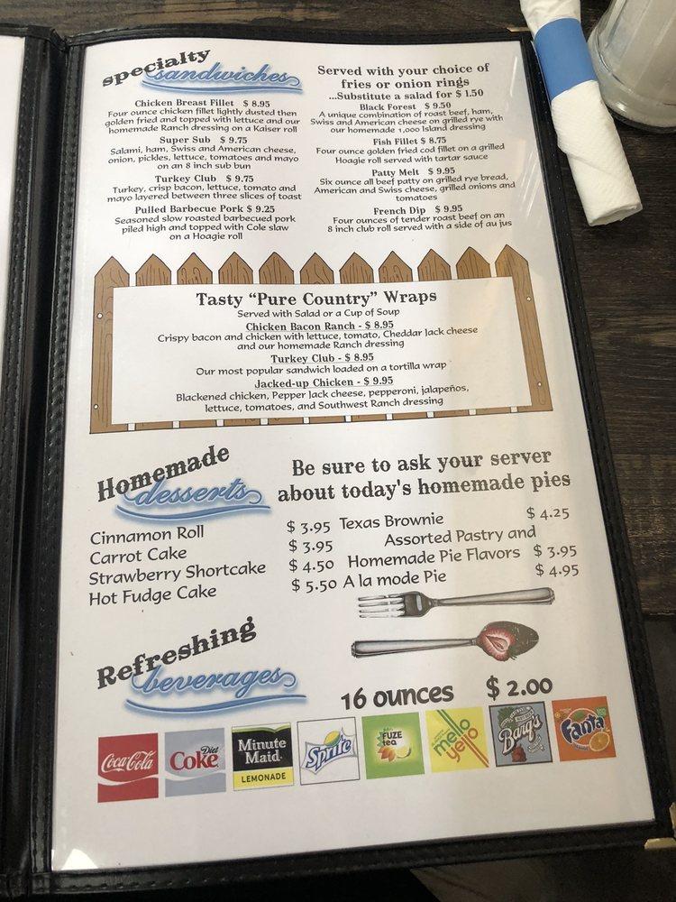 Menu at Pure Country Family Restaurant, Sault Ste. Marie