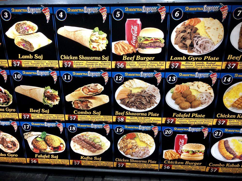 Carta del restaurante Shawarma Express Halal, Portland, 8145 SE 82nd Ave